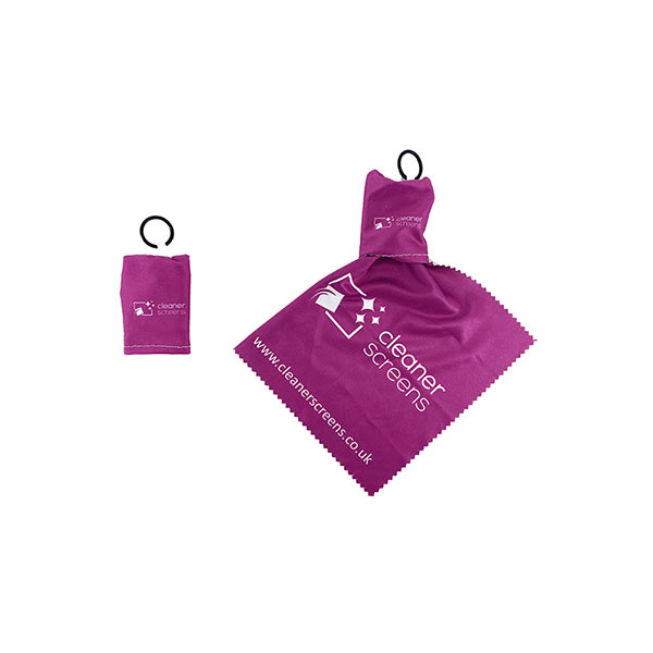 Custom Branded Glasses Cleaning Cloth In Keyring Pouch | Cleaner Screens UK